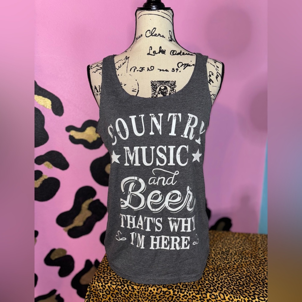 Gray Country Music Tank Top - Gem